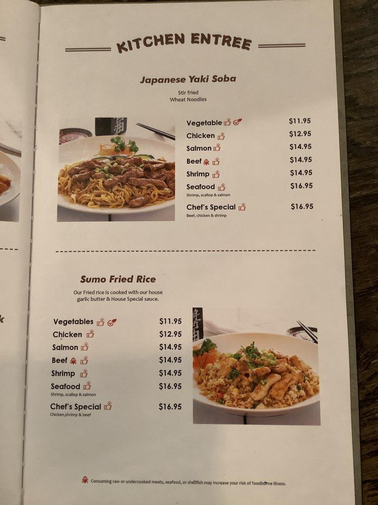 Menu at Sumo Japanese Steakhouse & Sushi Restaurant, Wenatchee