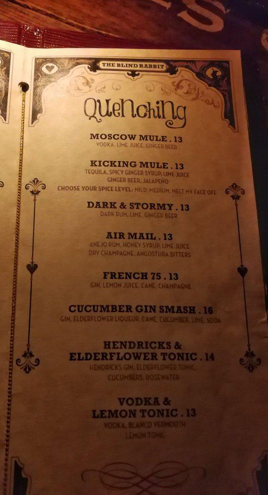 Menu at The Blind Rabbit pub & bar, Anaheim