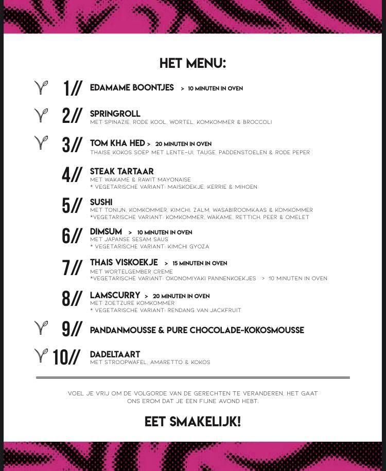 Menu at Tiger Mama, Utrecht