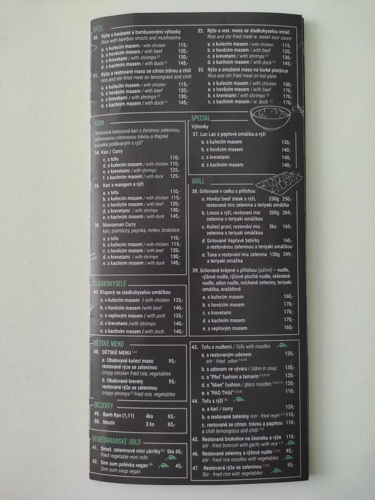 Menu at Vy restaurant (việt -thái-sushi), Slaný