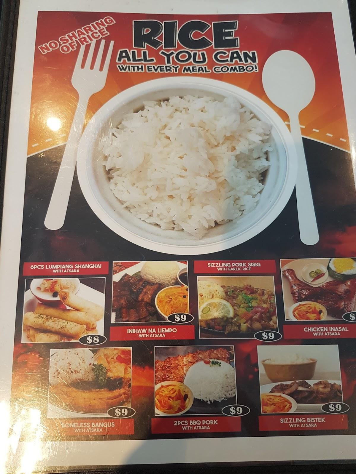 Menu at Bella's Inasal restaurant, Mississauga