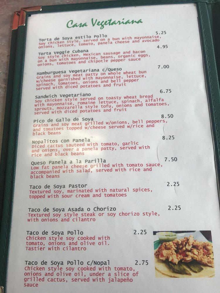 Menu at El Indio Cocina Mexicana restaurant, Chicago
