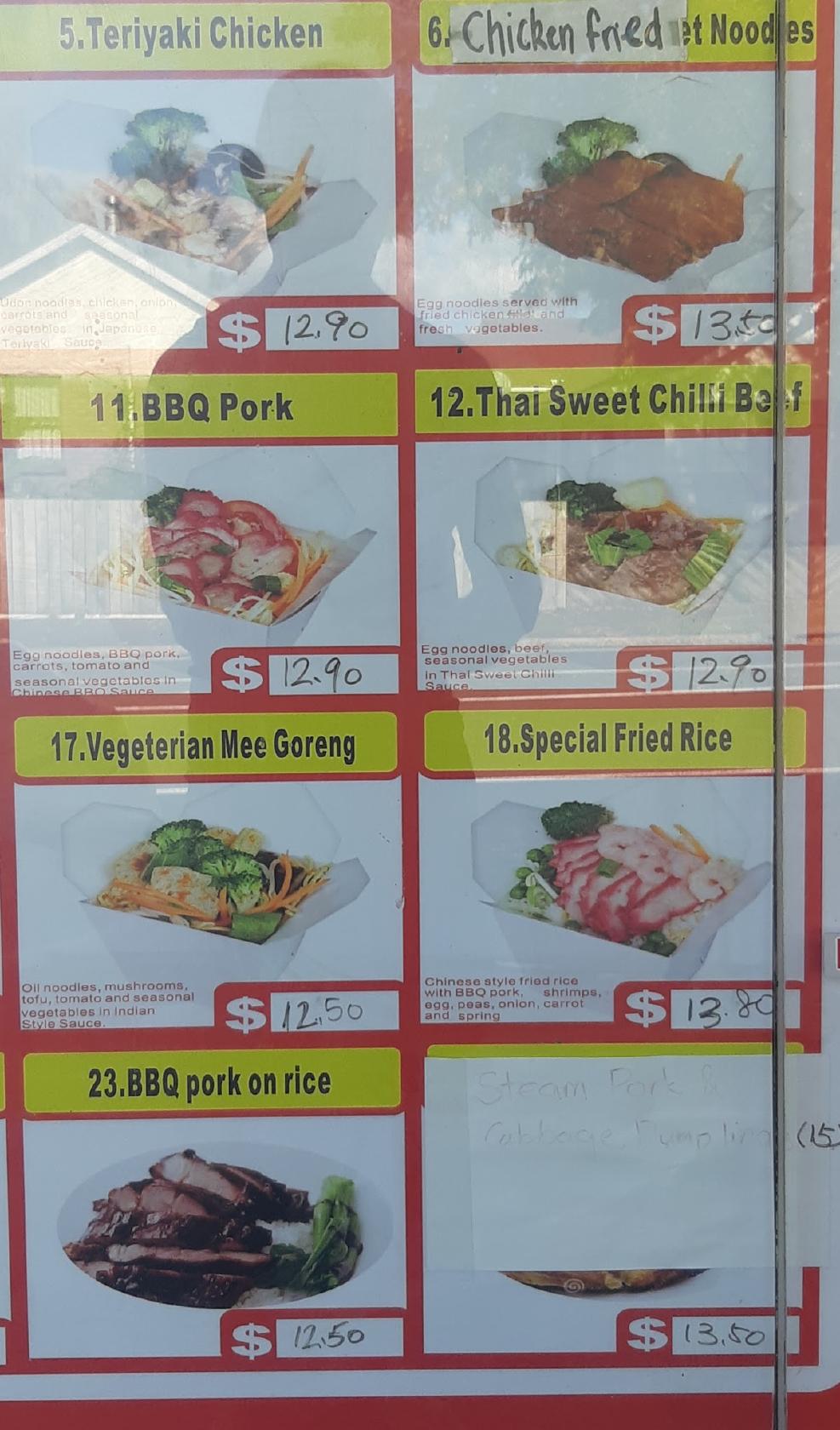Menu at Hsin Hsin Takeaways restaurant, Hamilton