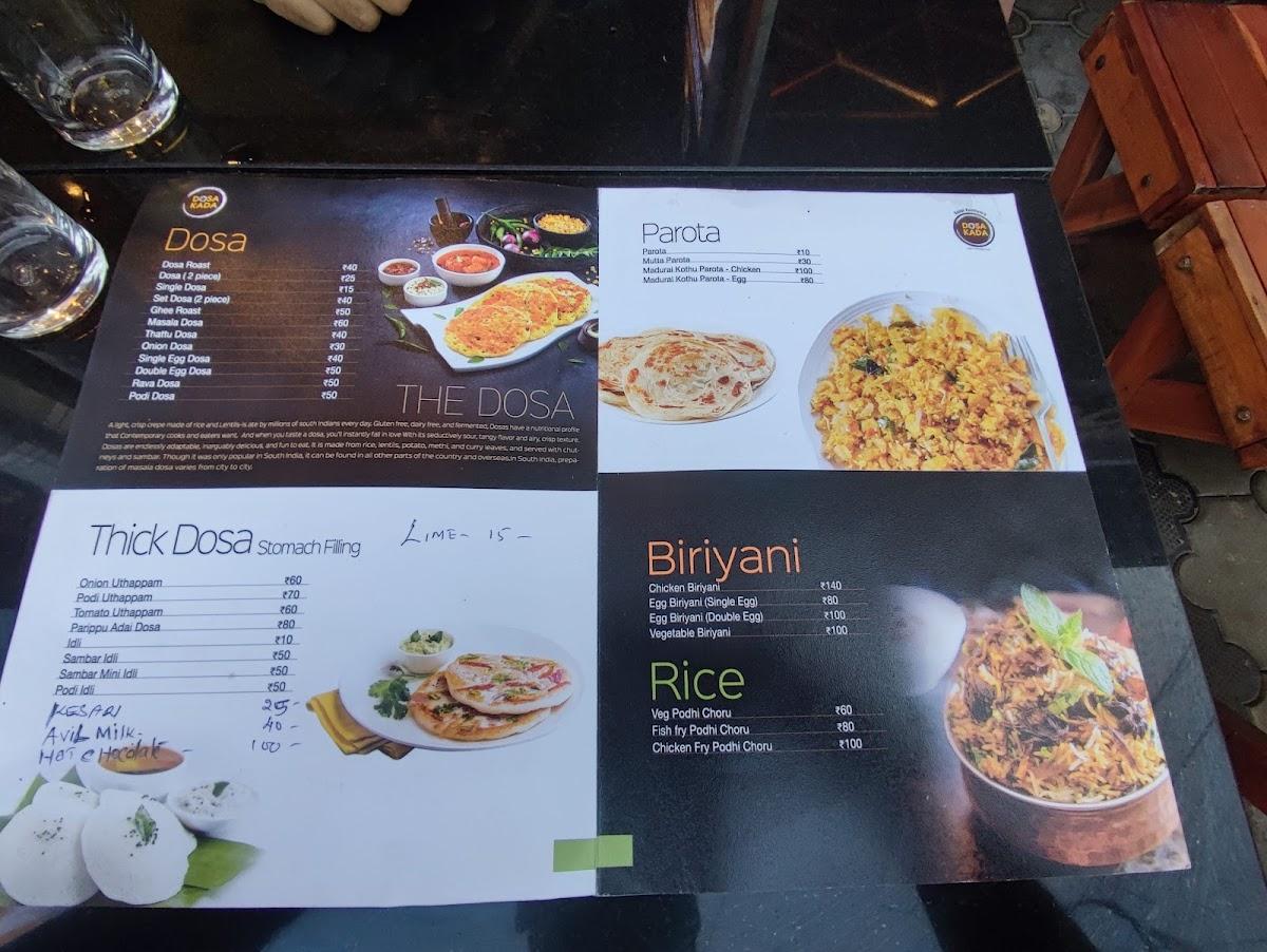 Menu at Kaapi Koottam's Dosa Kada, Kozhikode