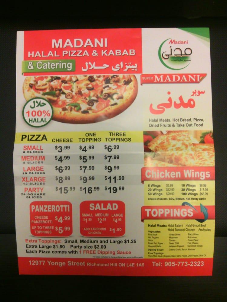 Menu at Madani restaurant, Richmond Hill