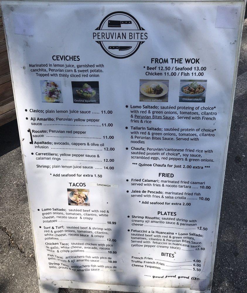 Menu at Peruvian Bites, Miami, 609 Brickell Ave