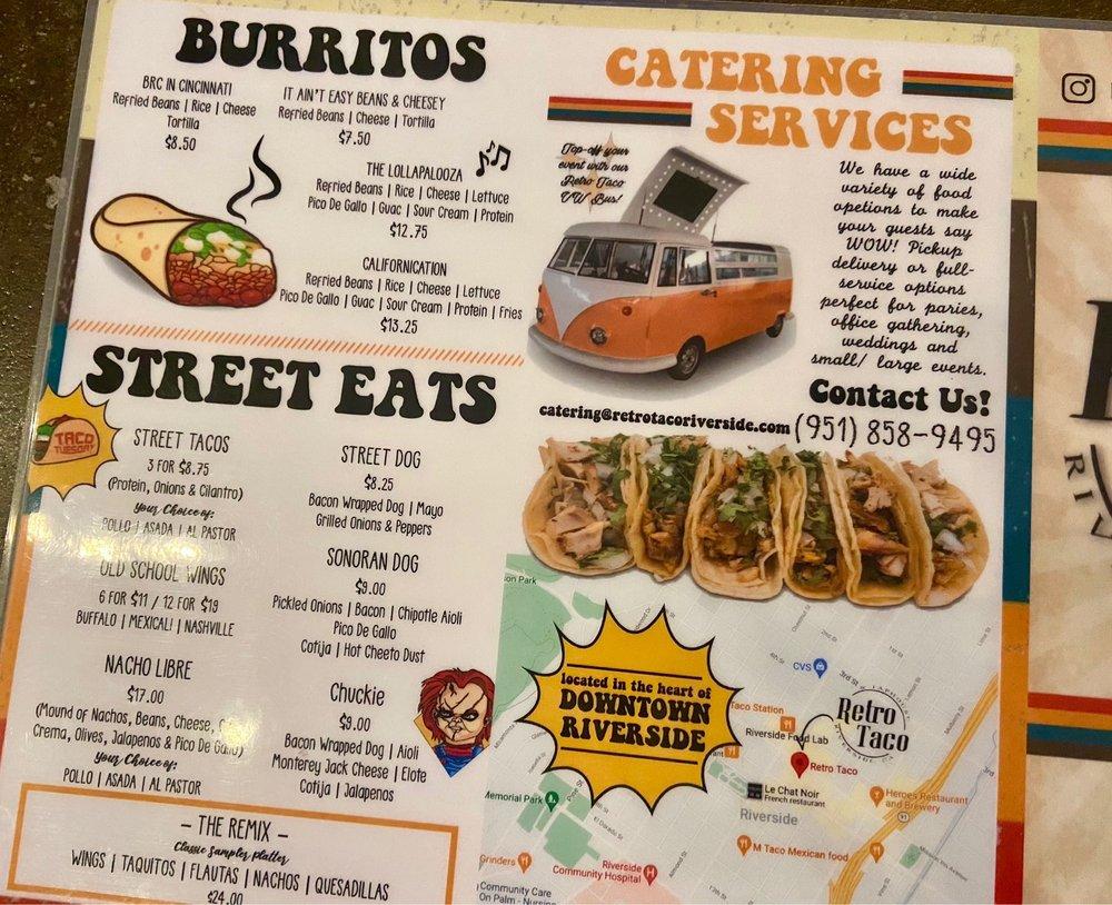 Menu at Retro Taco pub & bar, Riverside