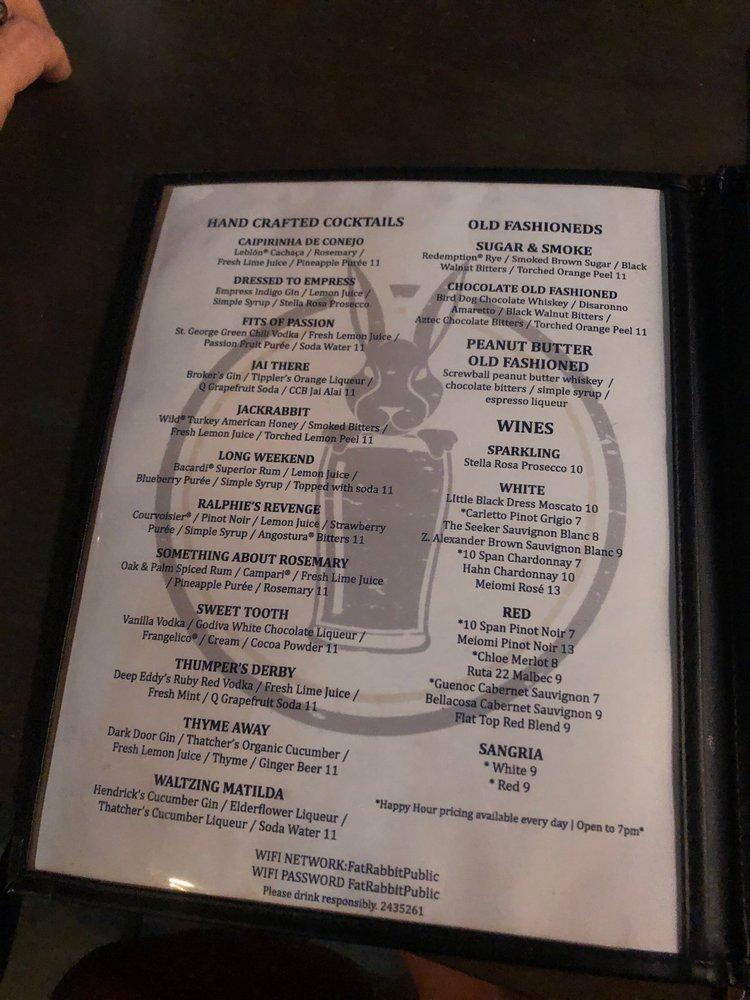 Menu at The Fat Rabbit Pub, Tampa