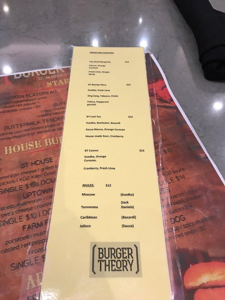 Menu at Burger Theory restaurant, Omaha