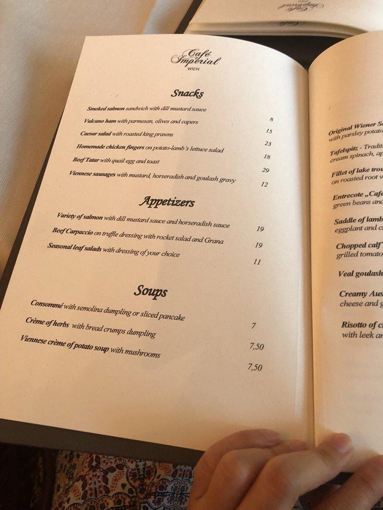 Speisekarte von Café Imperial cafe, Wien