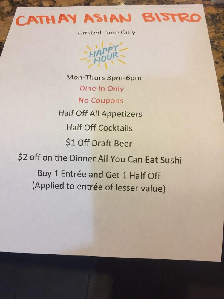 Menu at Cathay Asian Bistro restaurant, Murfreesboro