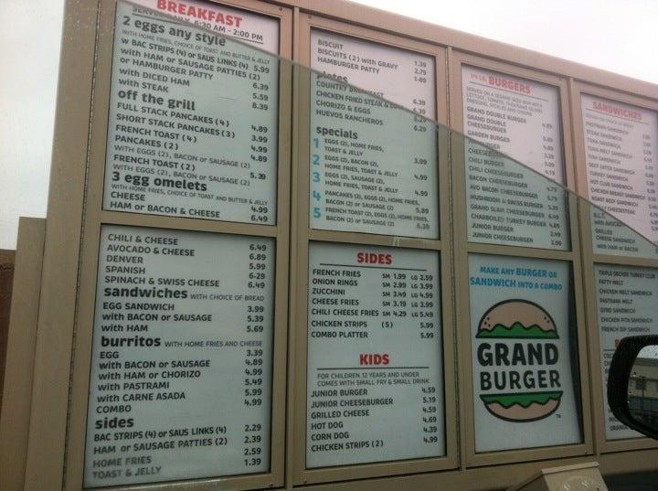 Menu at Grand Burger, Glendora fast food, Glendora