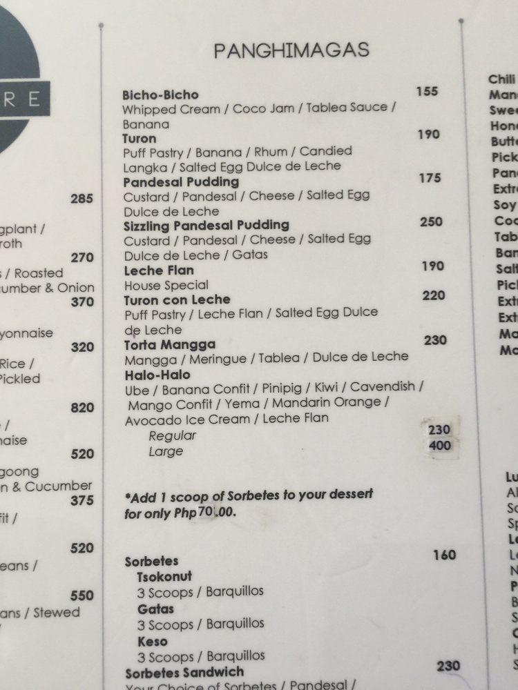 Menu at Locavore BGC restaurant, Taguig, Forbes Town Center