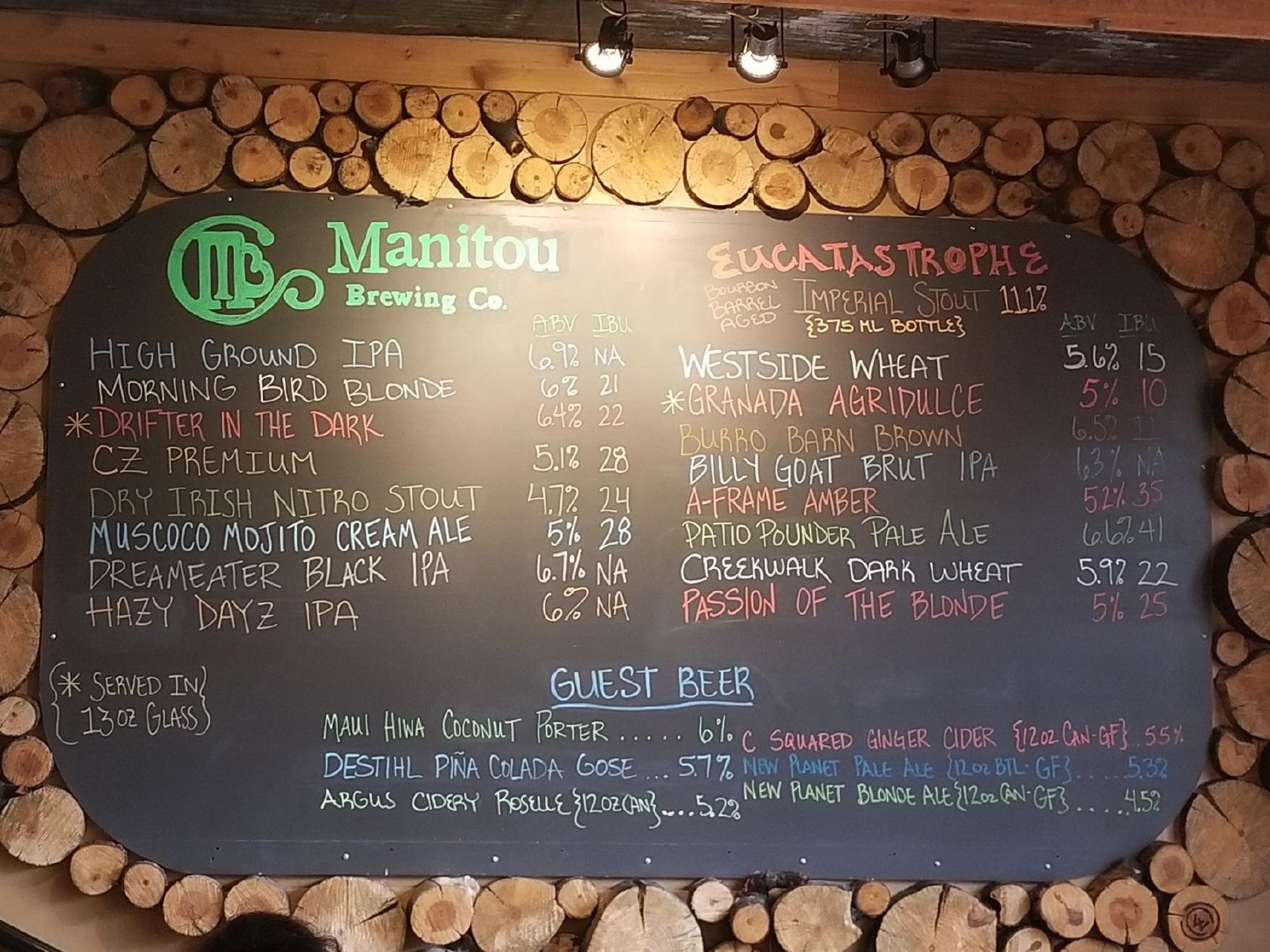 Menu at Manitou Brewing Company pub & bar, Manitou Springs