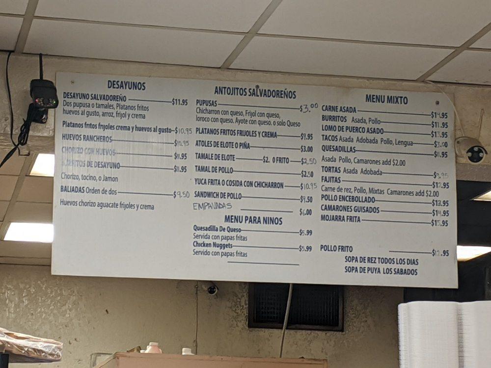 Menu at Panaderia San Miguel restaurant, El Jebel