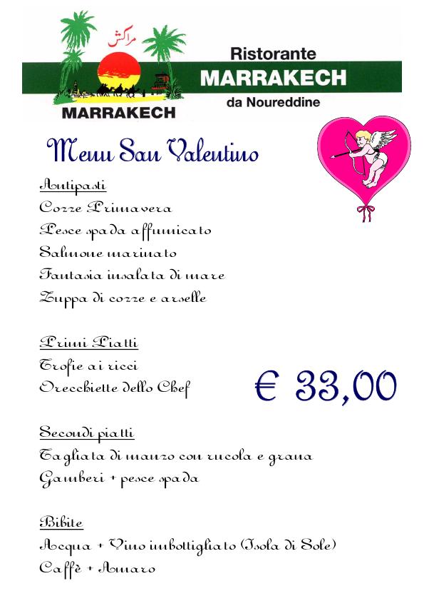 Menu au Marrakech - Ristorante Selargius, Cagliari