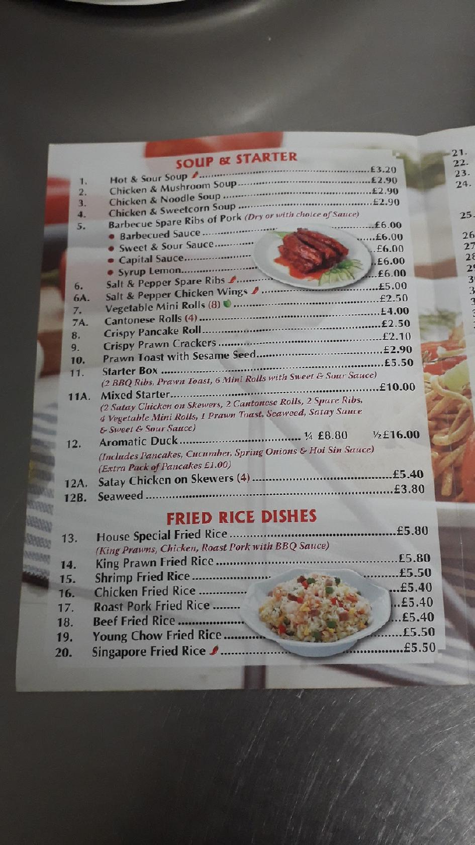 Menu at Silver Star fast food, Wragby