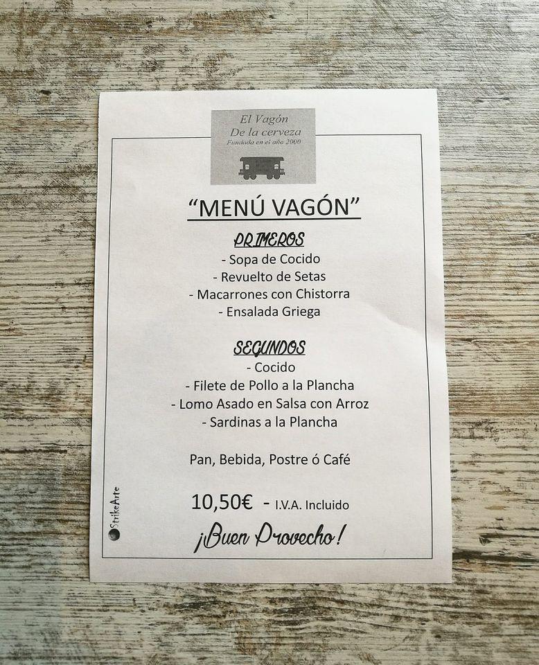 Menu at El Vagon de la Cerveza pub & bar, Madrid, Av. del Talgo
