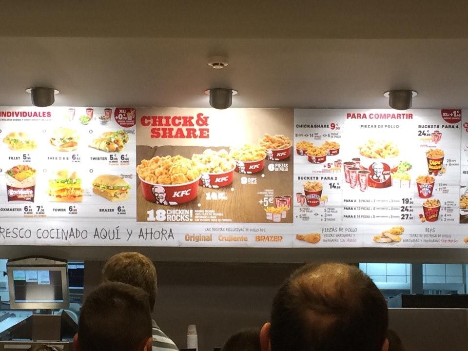 Menu at Restaurante KFC, Málaga, C. Marisma