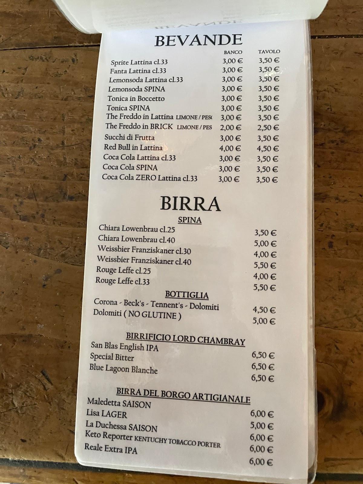 Menu da Le Petit Café caffè bar, Parma