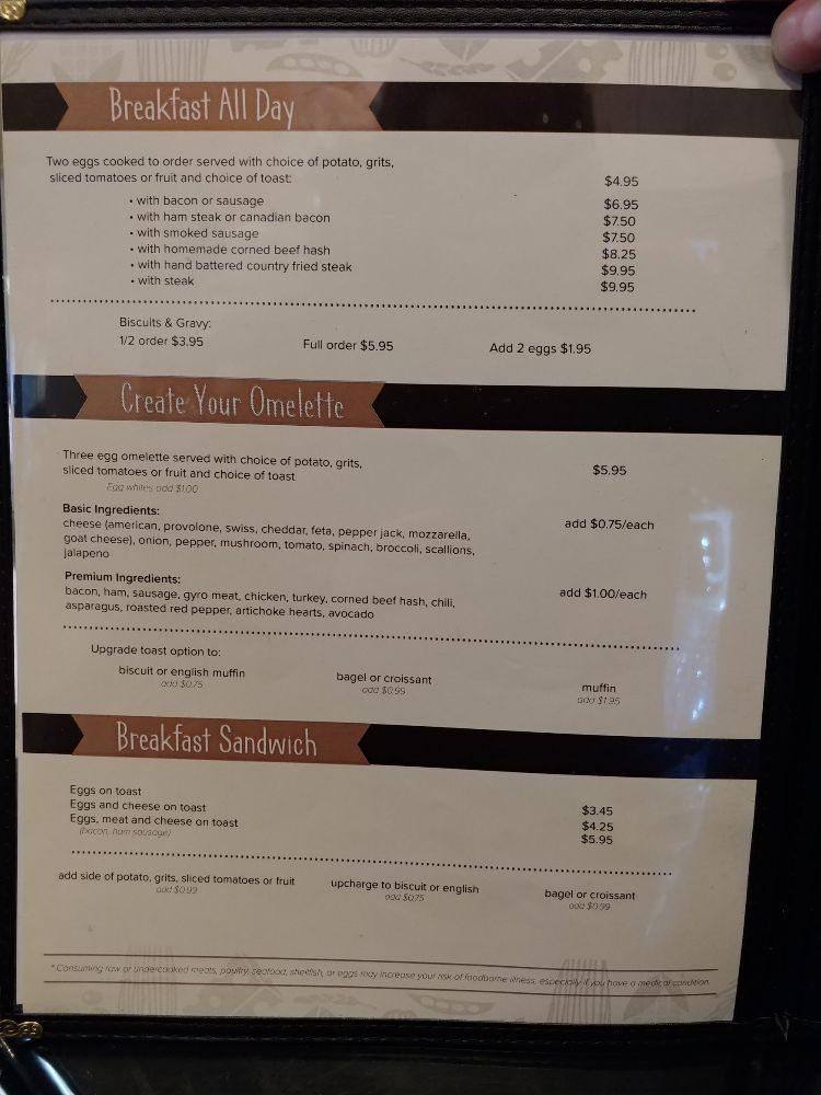Menu at Mulberry Lane Cafe, Melbourne