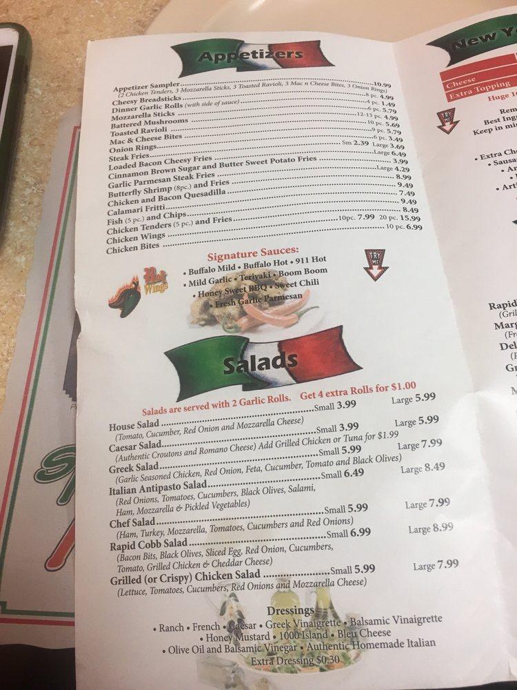Menu at Rapid Pizza pizzeria, Glen Allen