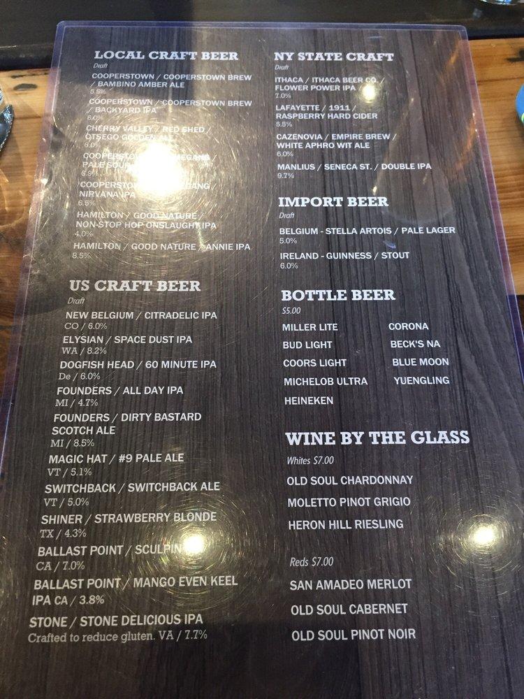 Menu at Upstate Bar and Grill, Cooperstown