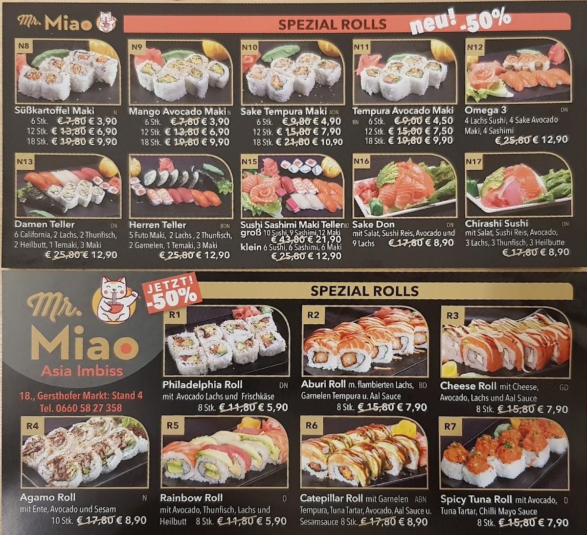 Speisekarte von Mr. Miao Asia Imbiss restaurant, Wien
