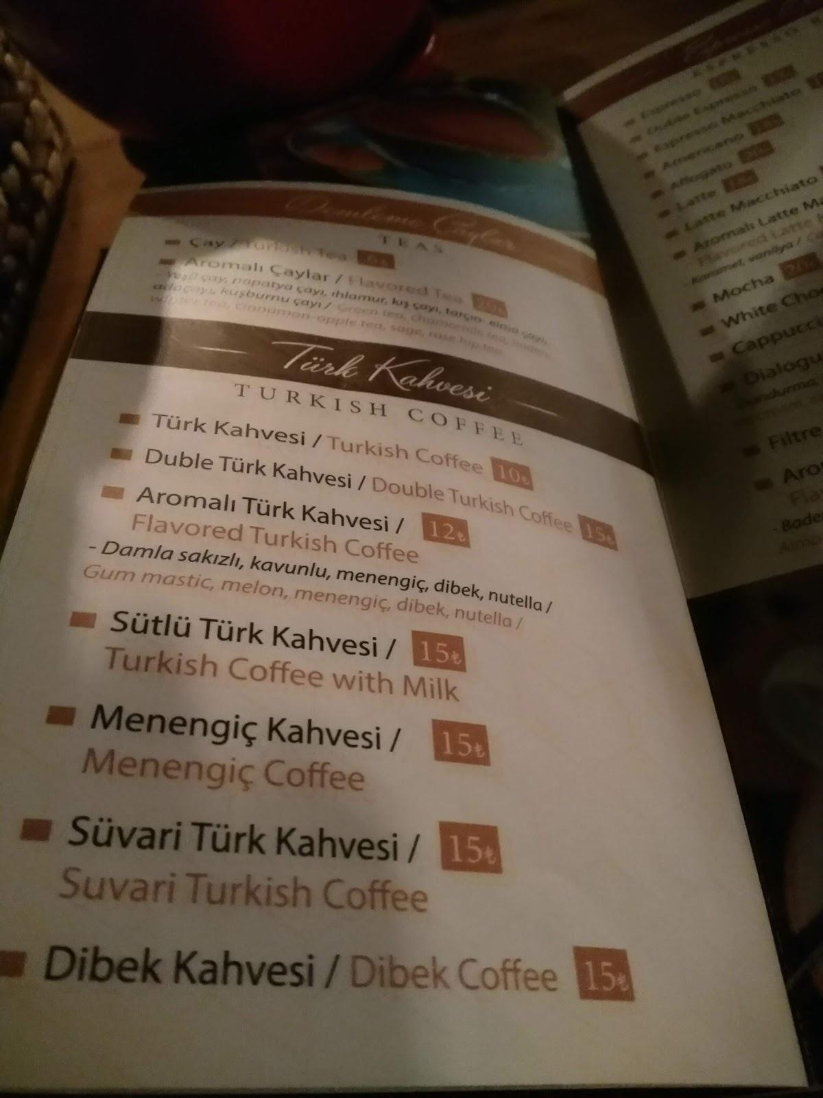 Menu at Dialogue Lara, Antalya