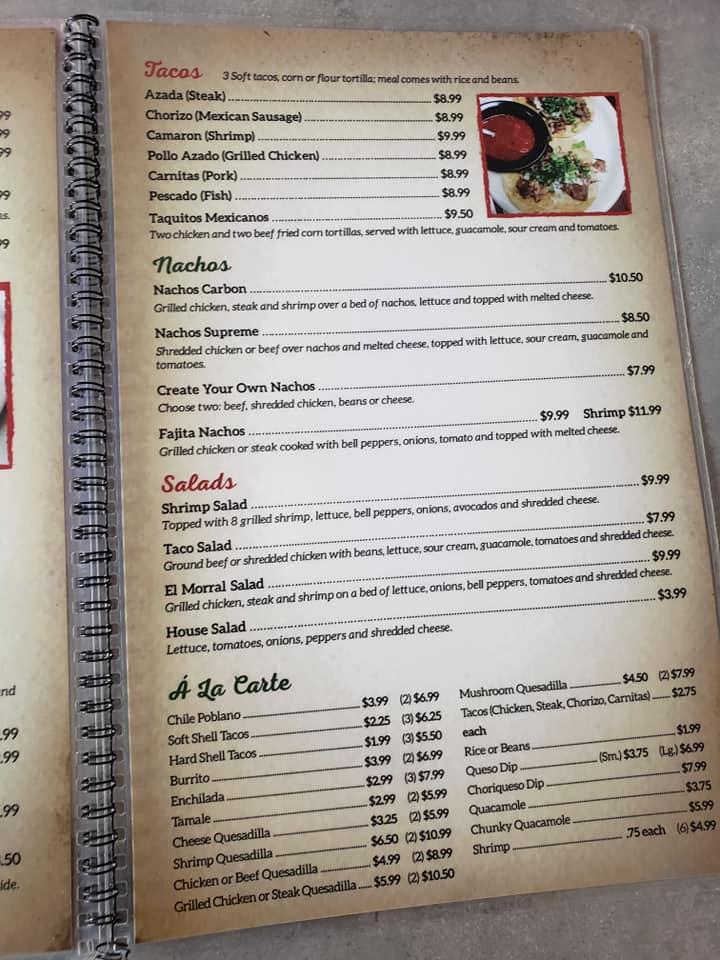 Menu at El Morral Mexican Restaurant LLC, Beech Grove