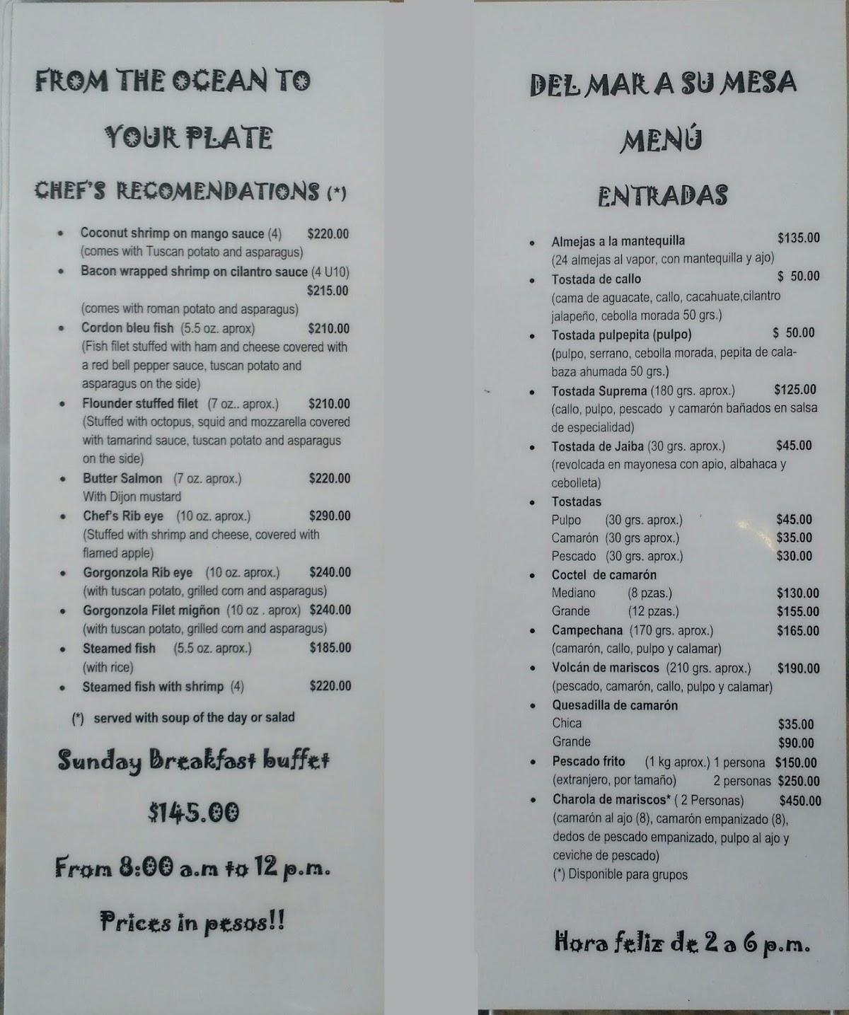 Menu at El Restaurant De Ramon, Puerto Peñasco
