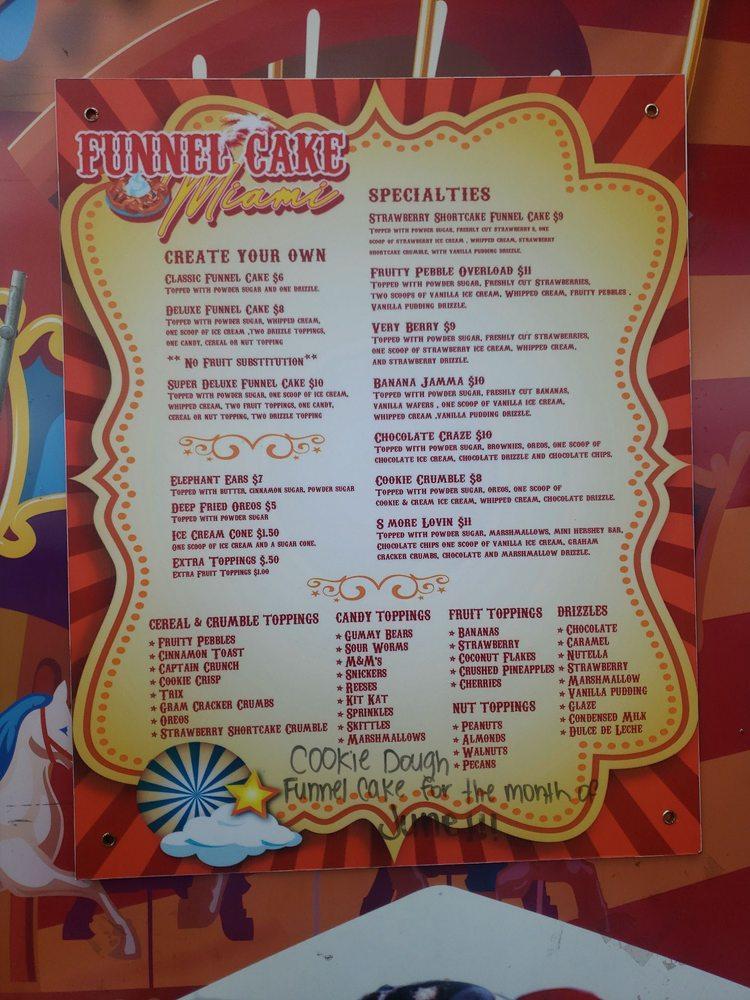 Menu at Funnel Cake Miami desserts, Florida City