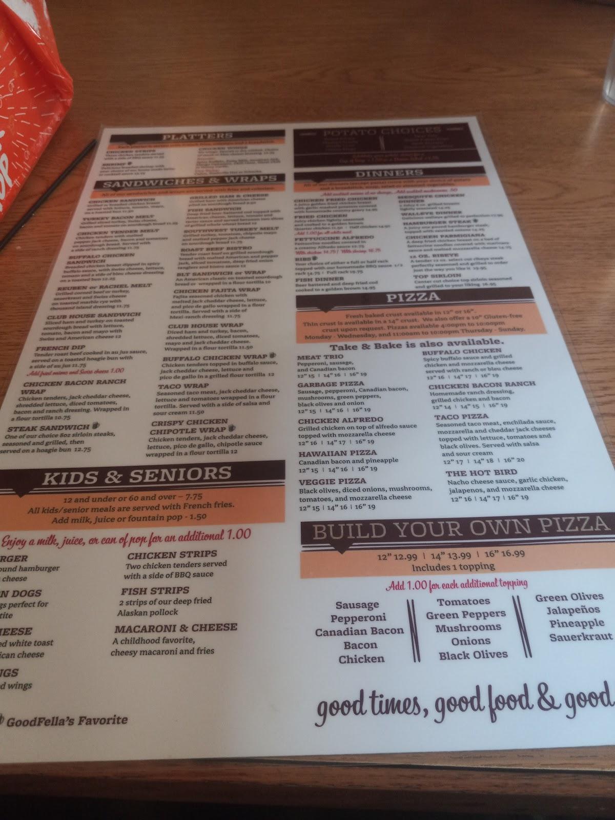 Menu at Goodfella's Bar & Grill, Foley
