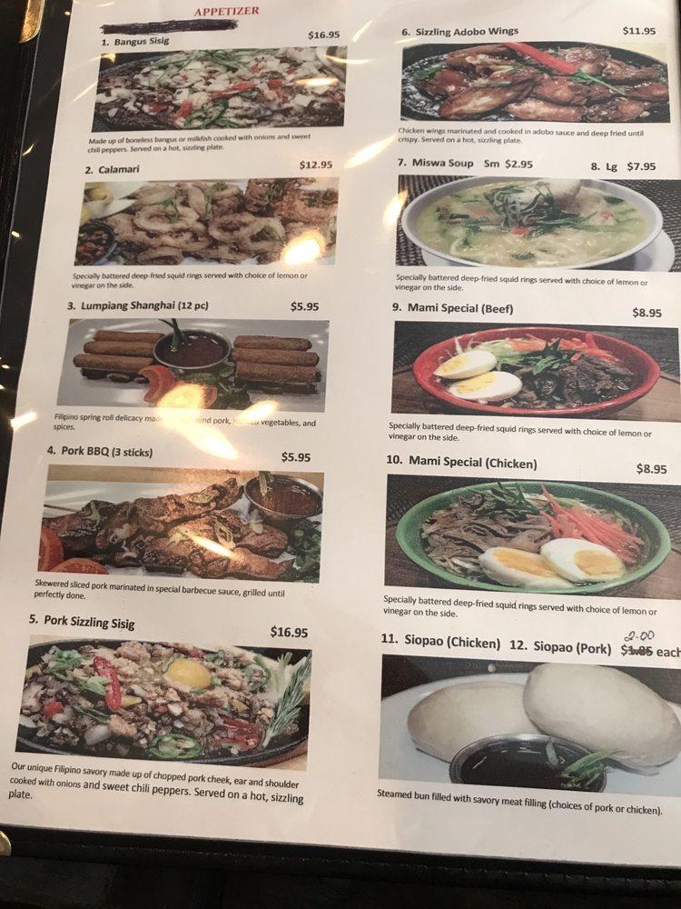 Menu at Kusina De MANILA restaurant, Des Plaines