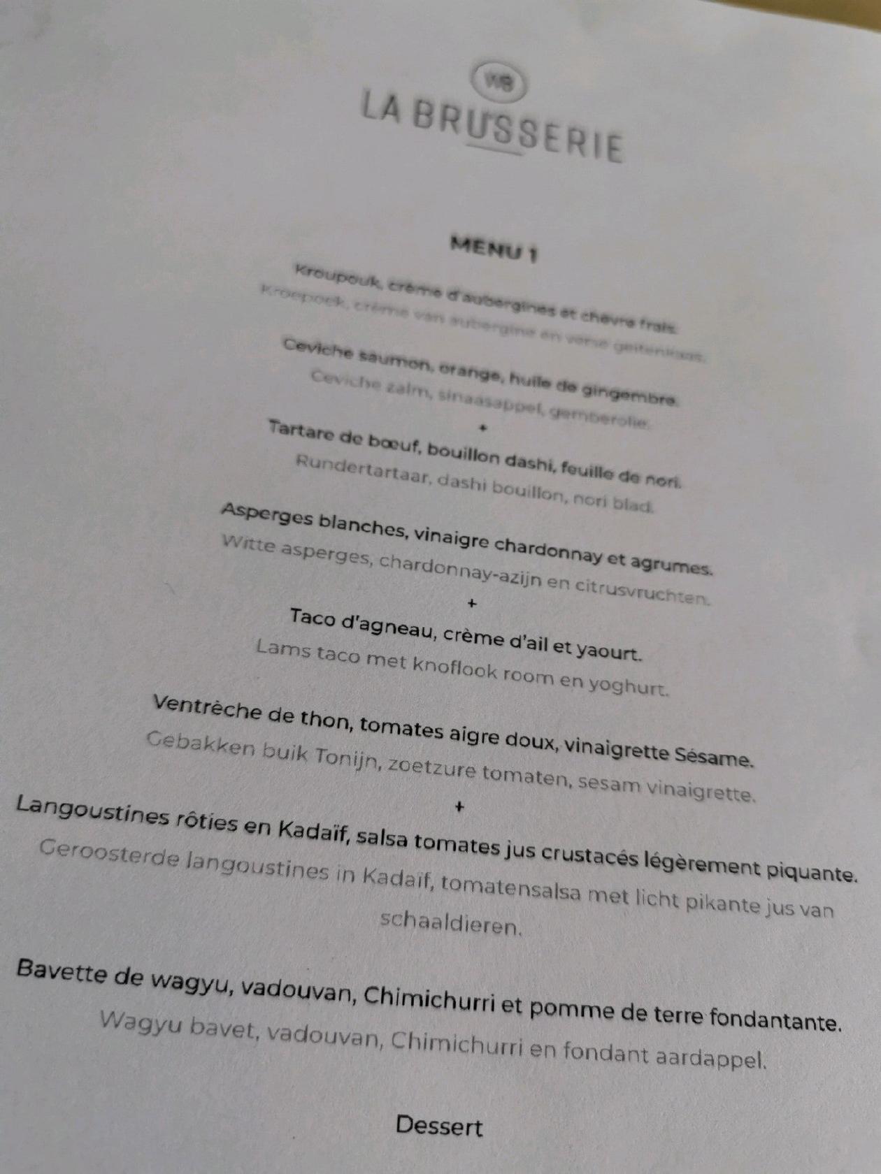Menu at La Bru’sserie, Durbuy, Rue du Comte Théodule d'Ursel 14