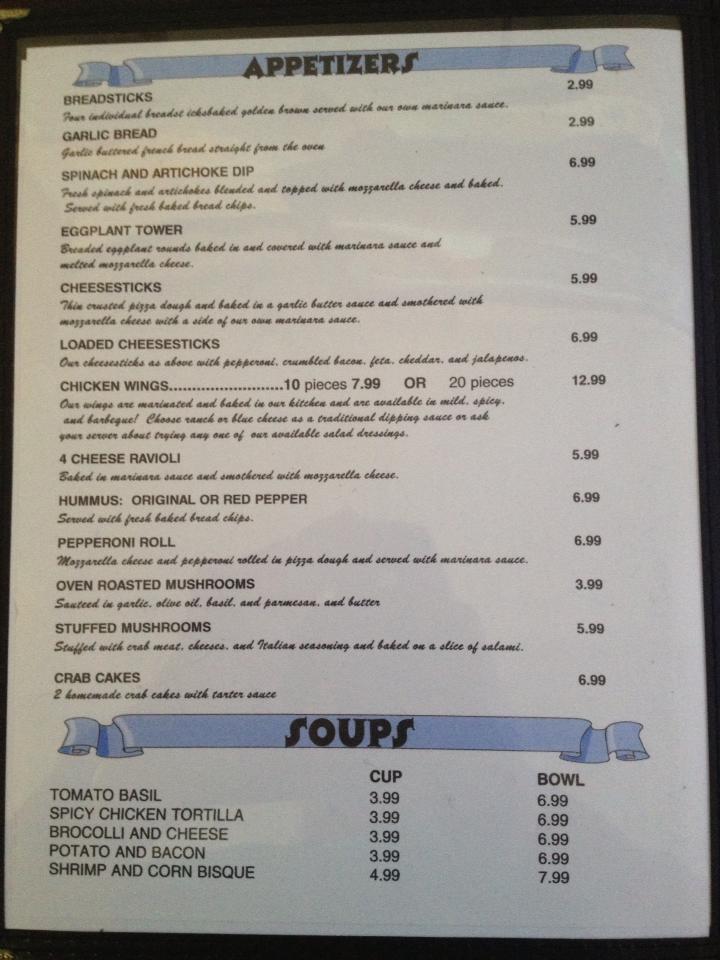 Menu at Mariano's Italian Eatery restaurant, Luling, US-90