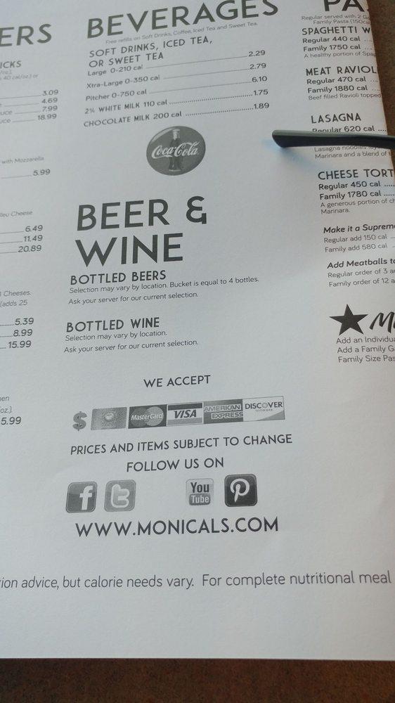 Menu at Monical's Pizza of Gilman pizzeria, Gilman