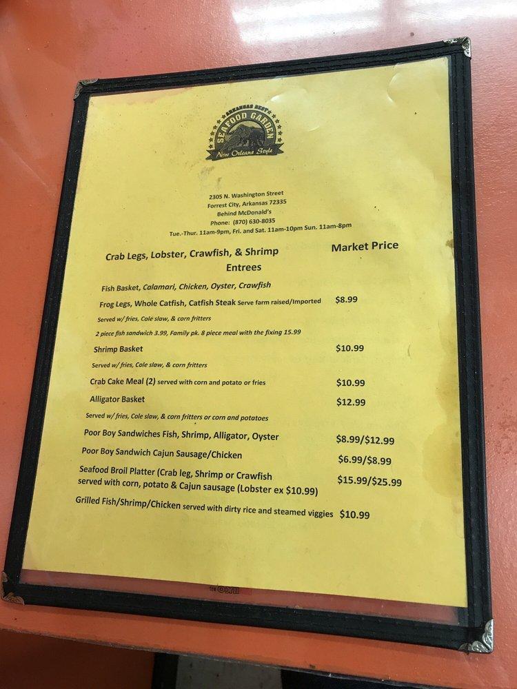 Menu at Seafood Garden restaurant, Forrest City