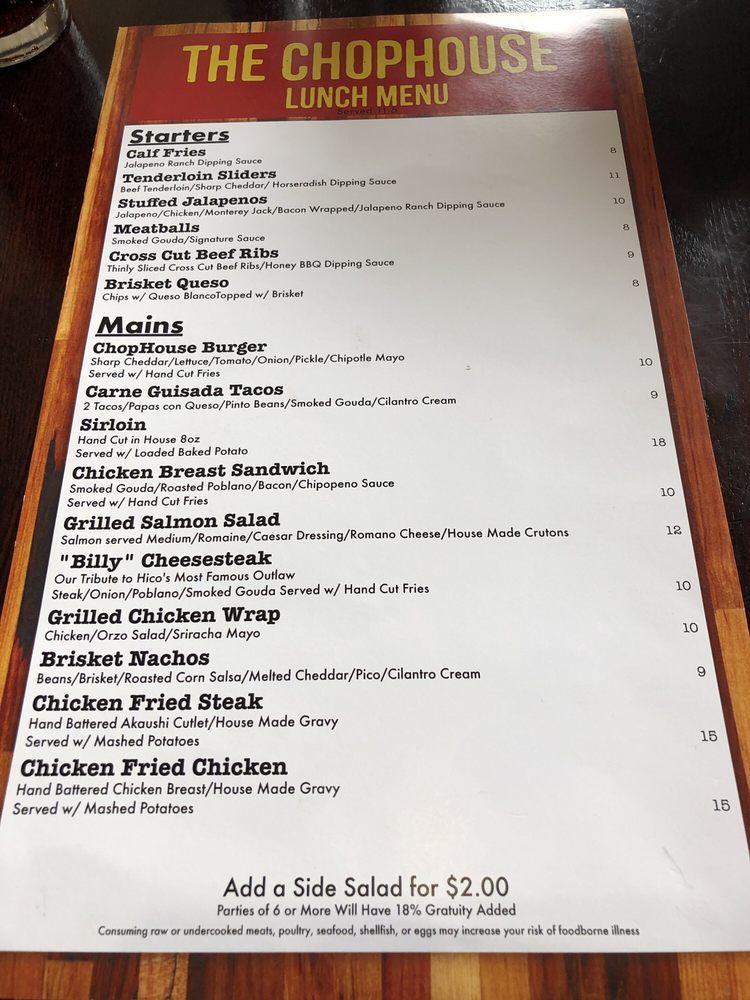 Menu at The Chop House pub & bar, Hico