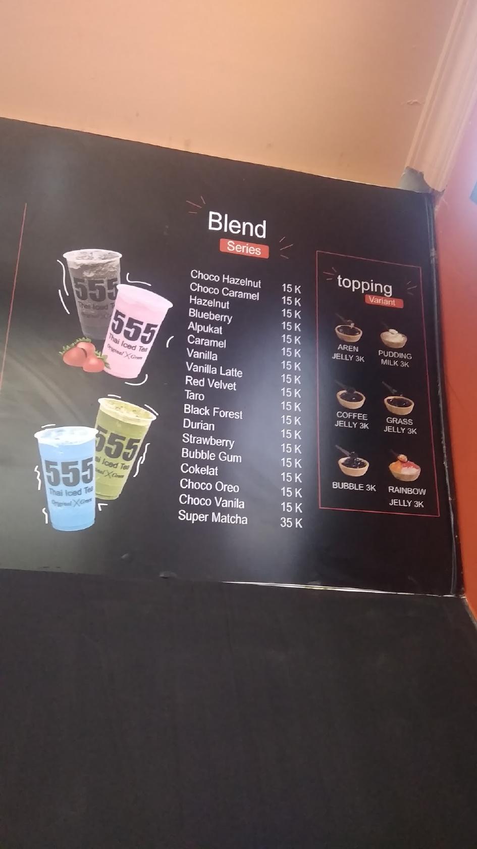Menu at 555 Thai Tea cafe, Palembang, Jl. Mawar