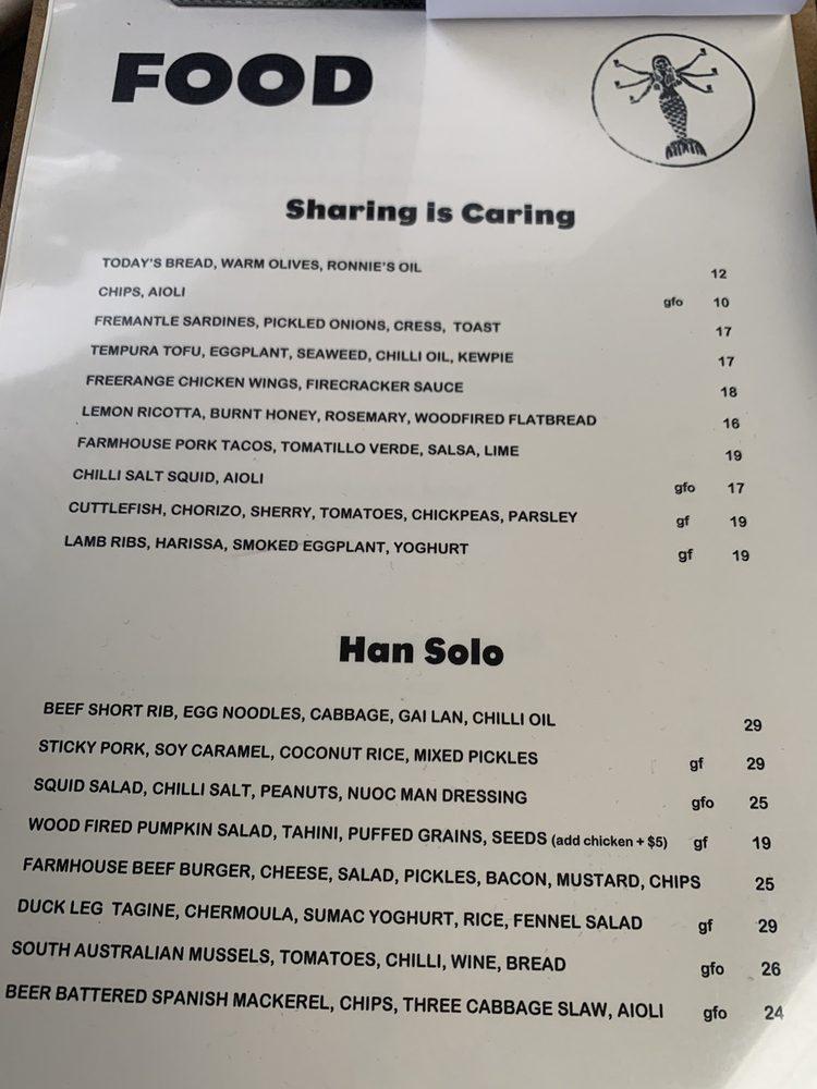 Menu at Margaret River Brewhouse restaurant, Margaret River