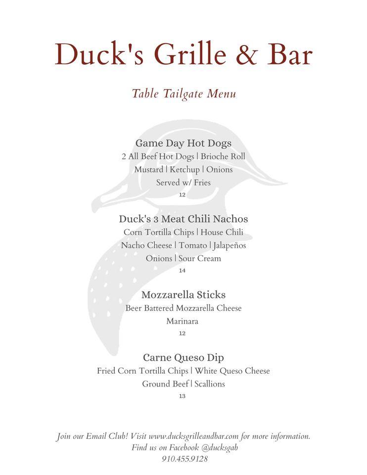 Menu at Ducks Grille & Bar, Jacksonville