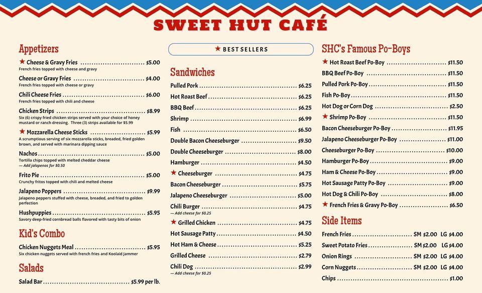 Menu at Sweet Hut Cafe, Franklinton
