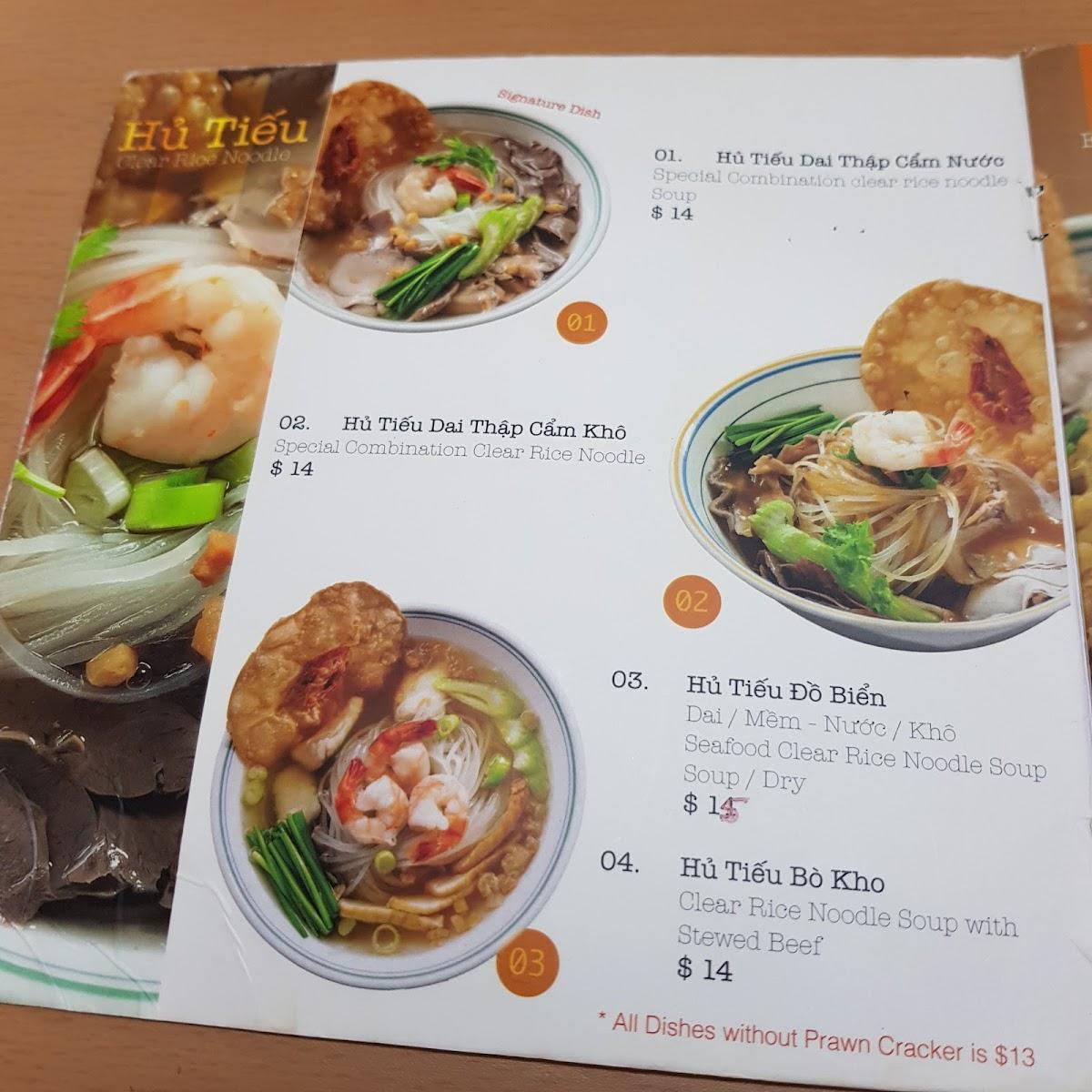 Menu at Thanh Van Restaurant, Bankstown