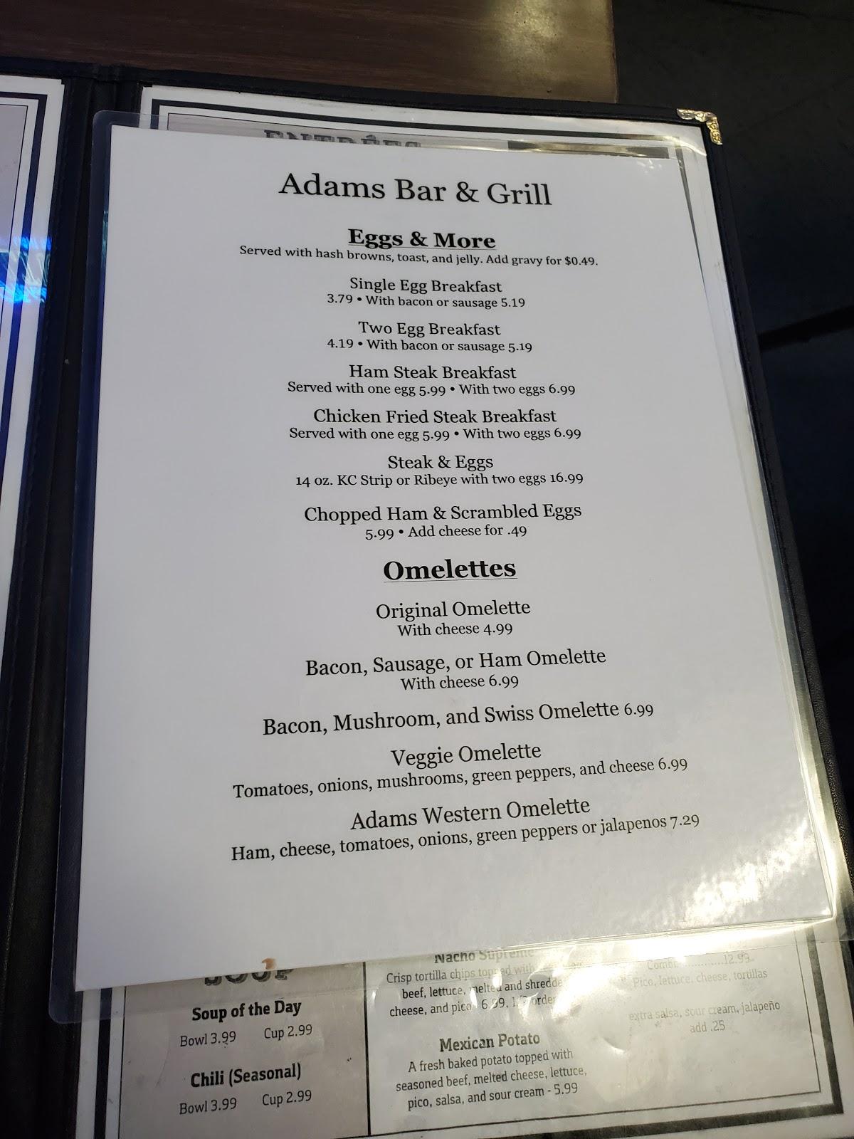 Menu at Adams Bar & Grill, Saint Joseph