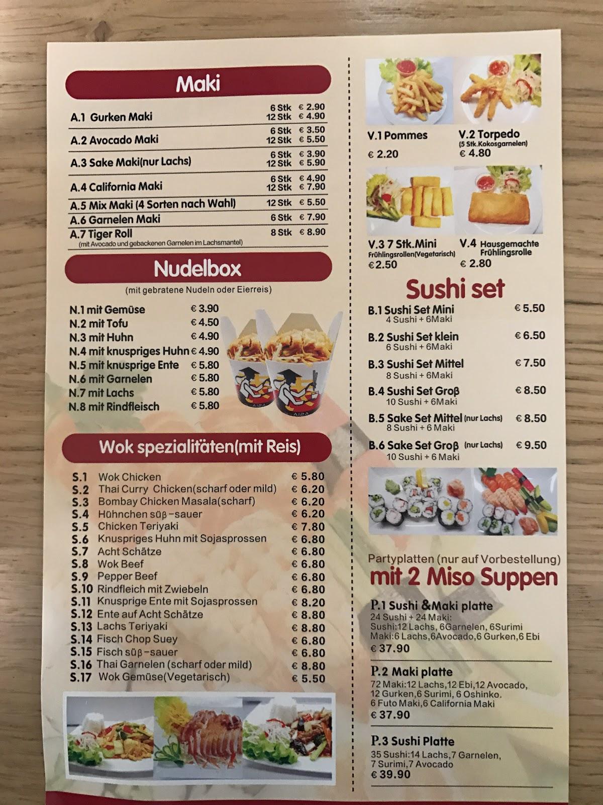 Speisekarte von Bing's Asian Cooking restaurant, Baden