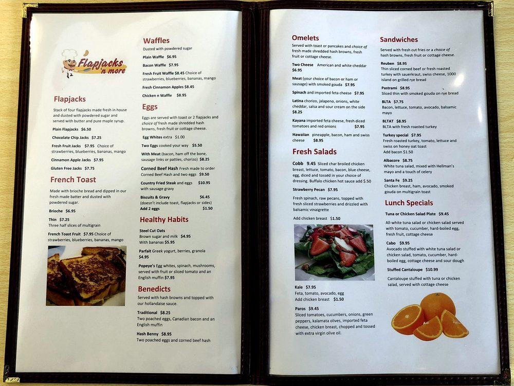 Menu at Flapjacks 'n more cafe, Overland Park
