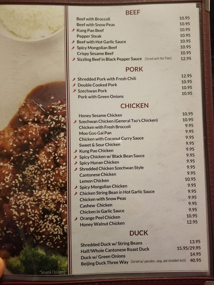 Menu at Hunam Chinese Restaurant, Chapel Hill