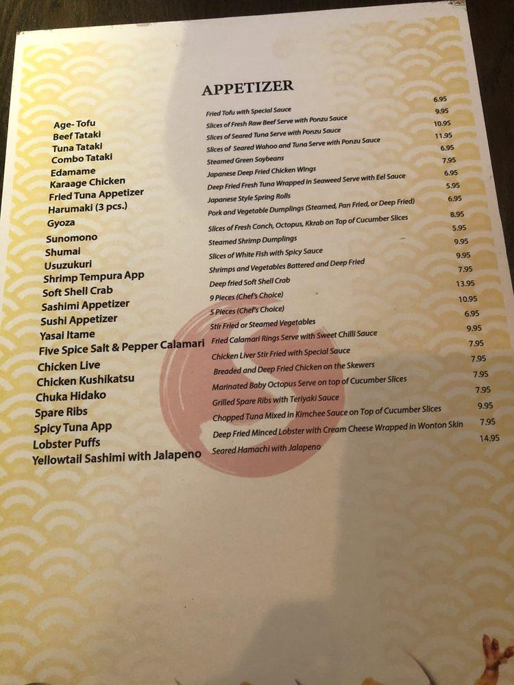 Menu at Saito steakhouse, Pompano Beach