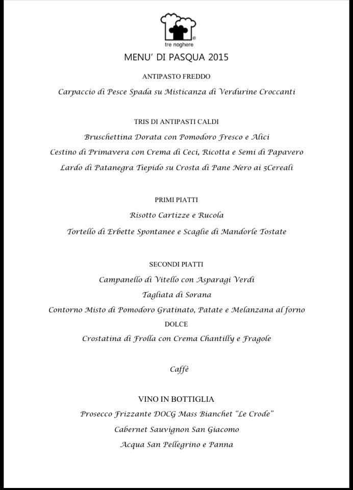 Menu at Tre Noghere restaurant, Valdobbiadene